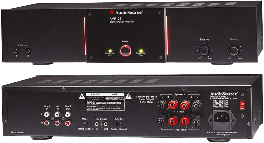 Amazon.com: AudioSource AMP 102 50-Watt Stereo 150-Watt Mono Power ...