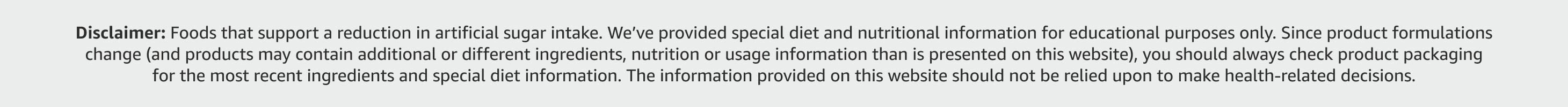 Amazon Whole Foods Groceries: Sugar Conscious