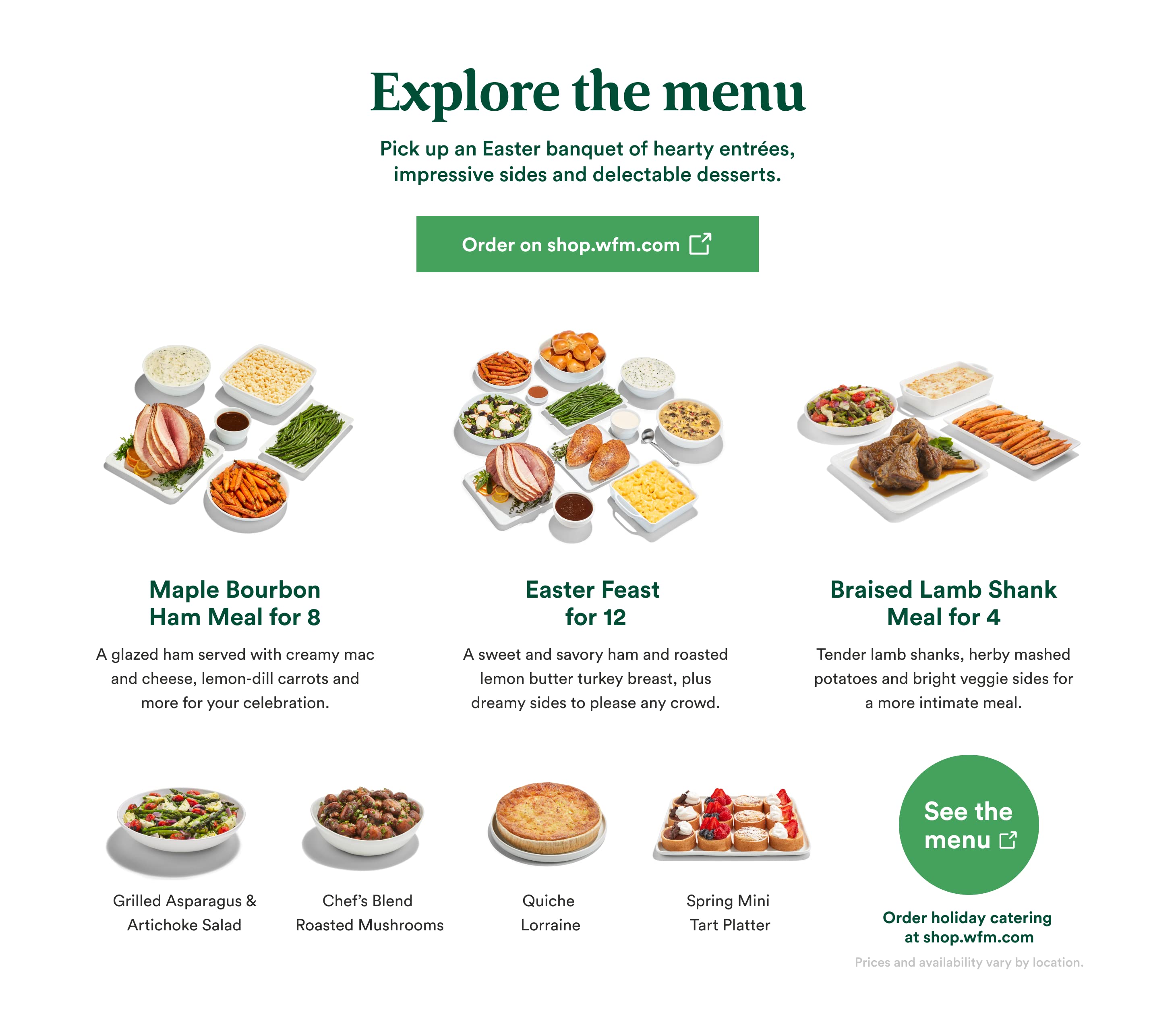 Explore the menu. Pick up an Easter banquet of hearty entrees ...