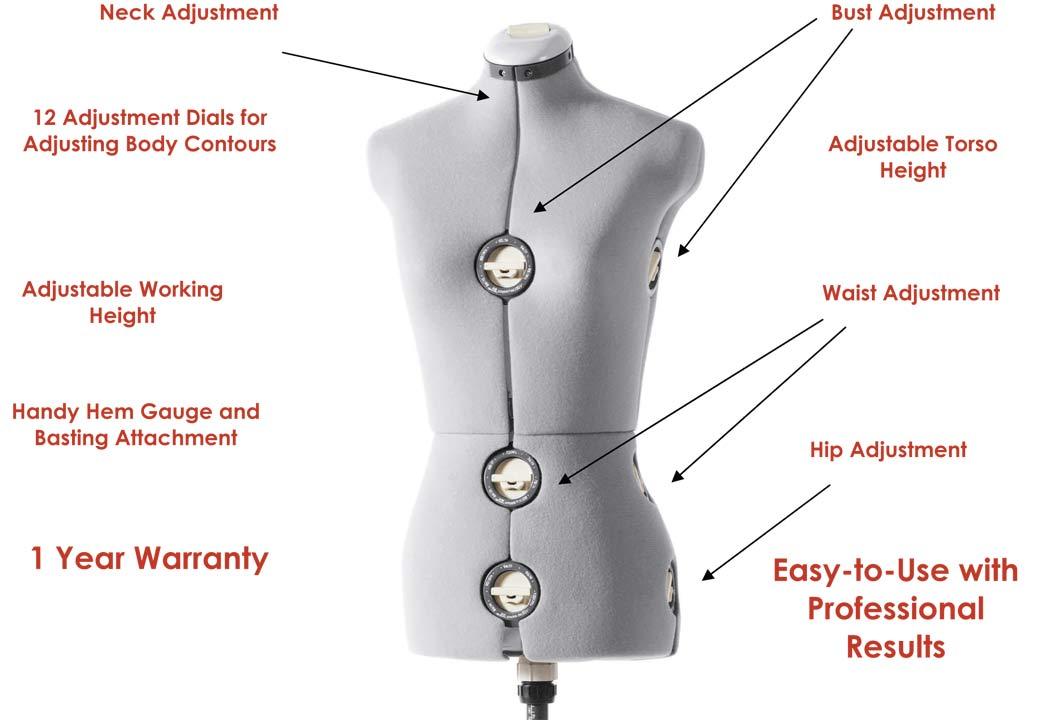 Amazon.com: SINGER 12-Dial Fabric-Backed Large Adjustable Dress Form ...