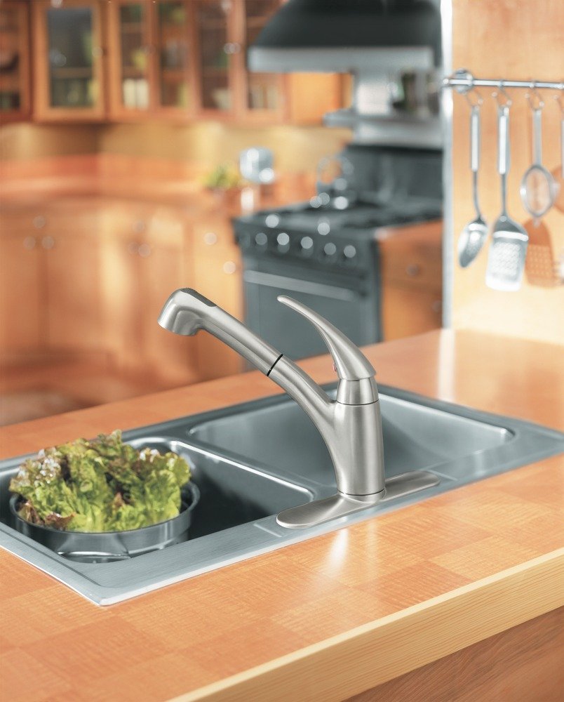 Moen 7560CSL Extensa One-Handle Low Arc Pullout Kitchen Faucet ...