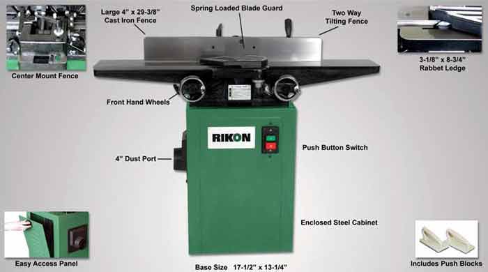 Rikon 20-100 6-Inch Jointer with Center Mount Fence - Power Jointers ...