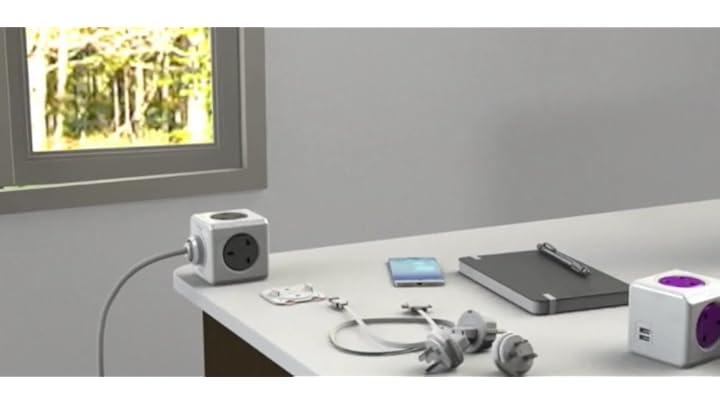 allocacoc PowerCube DuoUSB ReWirable + Plug, 4way Socket, 230V Schuko ...