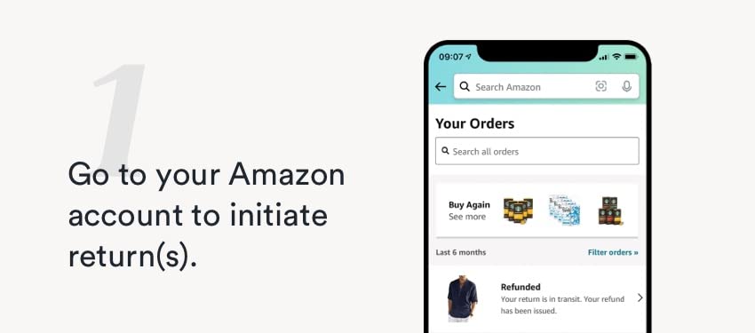1. Go to your amazon account to initiate returns