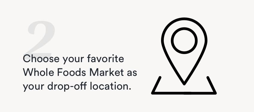 2. Choose your favorite Whole Foods Market as your drop off location