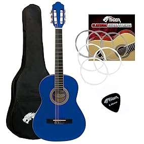 Tiger Beginner 3/4 Size Classical Guitar Pack - Blue Guitar: Amazon.co ...