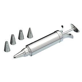 KitchenCraft MasterClass Deluxe Stainless Steel Icing Syringe Set (7 ...