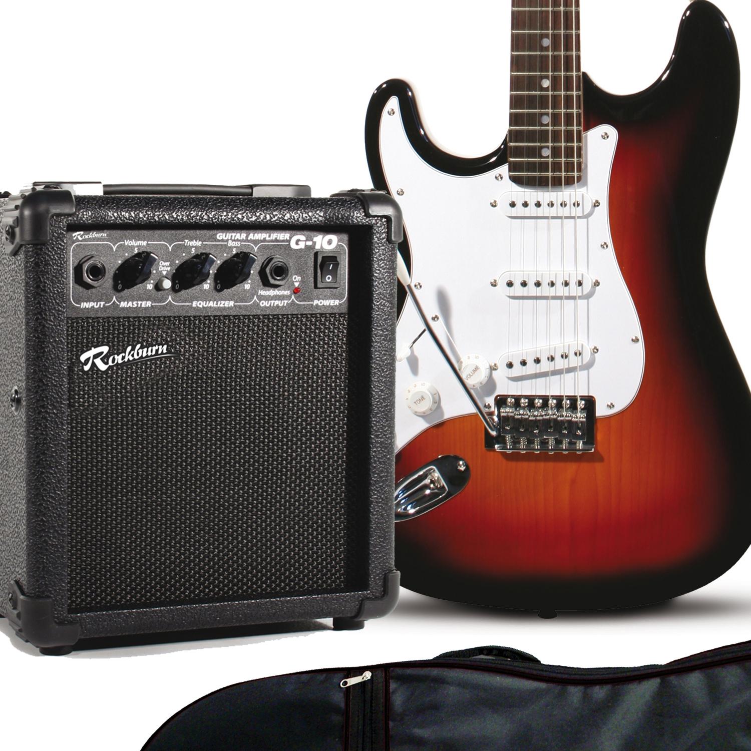 Rockburn ST Style Electric Left Handed Guitar Pack - Sunburst: Amazon ...