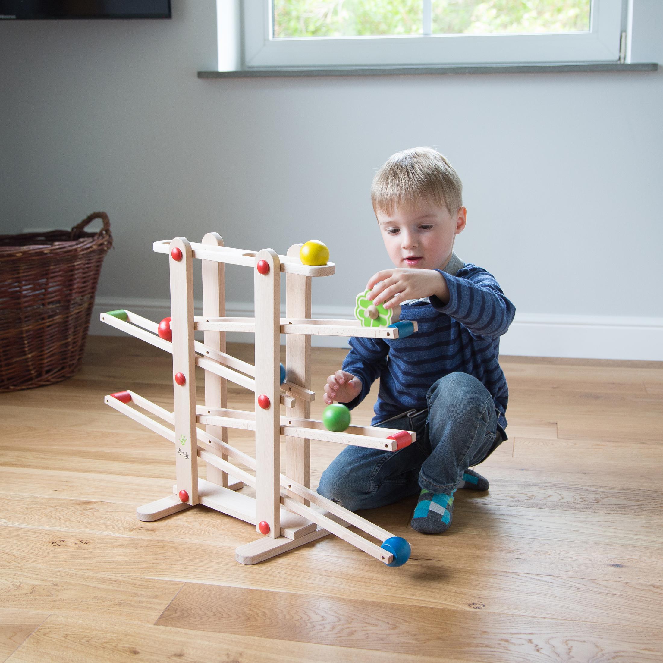 Ultrakidz Natural Wood Ball Run Schwubs with 4 balls and rolling toys ...