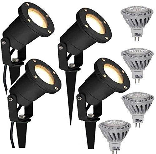 MR16 LED 12V Outdoor Garden Spike 4 PACK Ground Mount or Watt Light ...