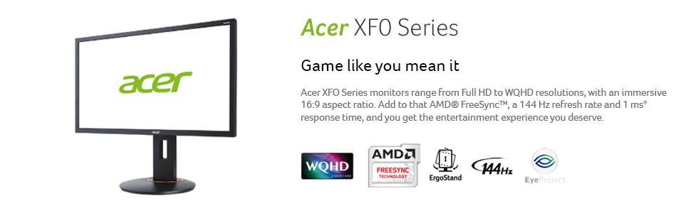 Acer XF270HU 27 inch Wide, WQHD Gaming LED Monitor with FreeSync, 4 ms ...