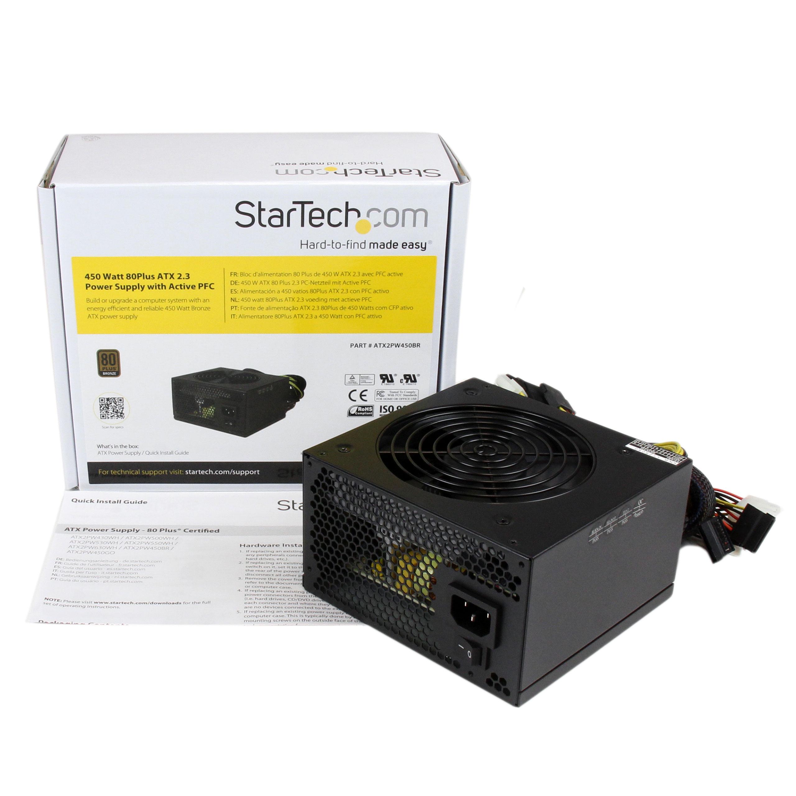 StarTech.com ATX2PW450BR 450 Watt ATX12V 2.3 80 Plus Bronze Computer ...