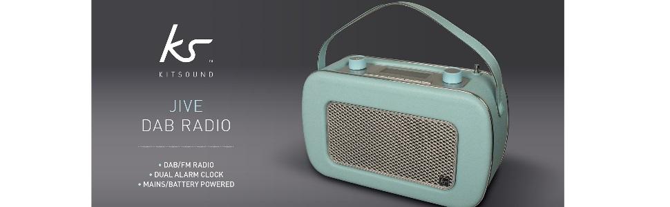 KitSound Jive 1950s Style Retro Portable DAB Radio with Dual Alarm ...