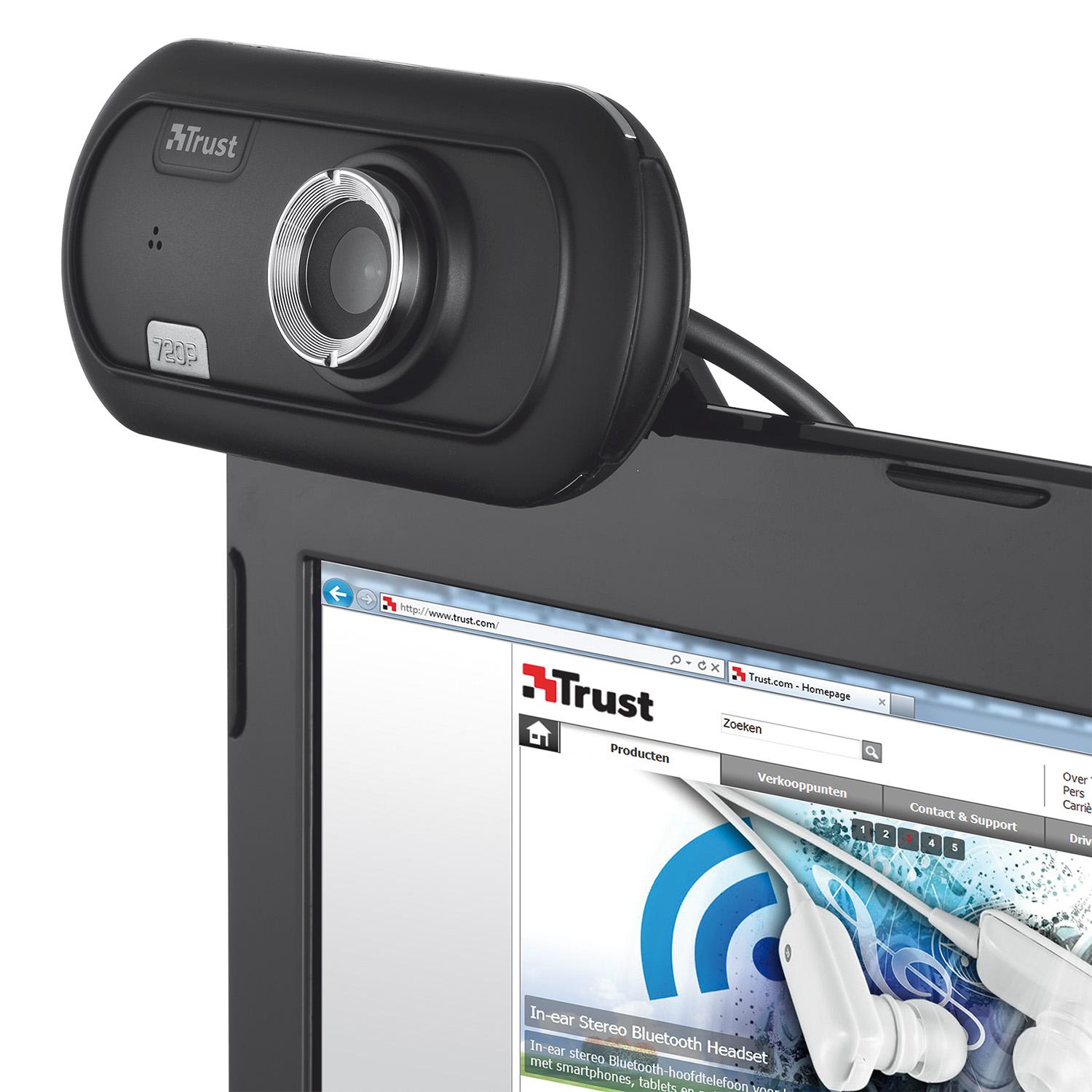 Trust Verto Wide Angle HD Video Webcam, 720 p, Wide Angle - Black ...