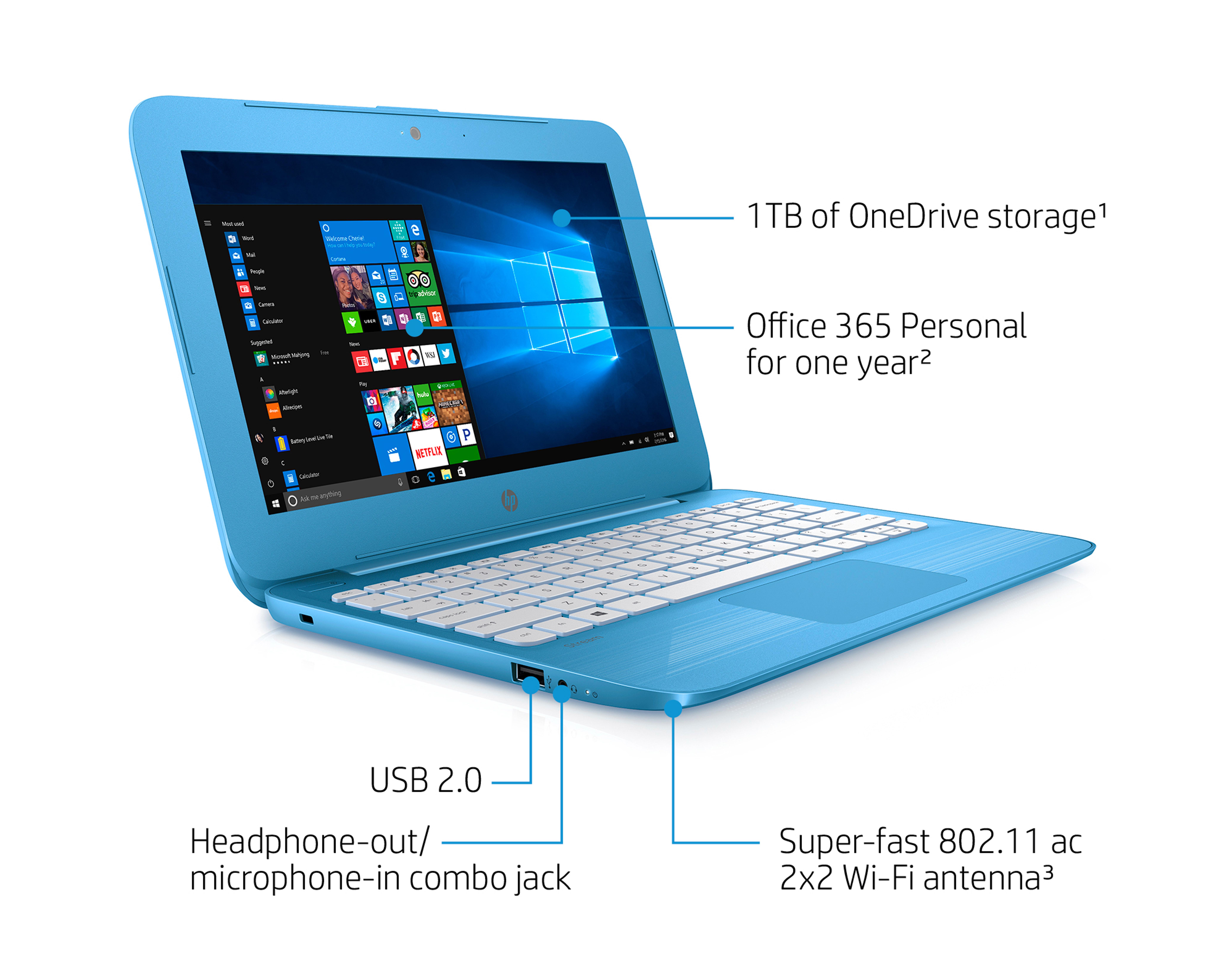 HP Stream 11-y000na 11.6-inch Laptop (Aqua Blue) - (Intel Celeron N3060 ...