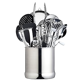 masterclass Extra-Large Stainless Steel Kitchen Utensil Holder, 18 x 18 ...