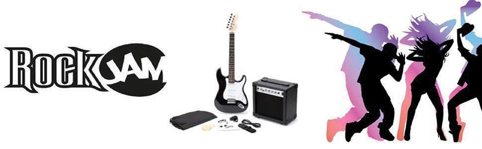 RockJam RJEG01-SK-BK Full Size Electric Guitar Superkit with Guitar ...