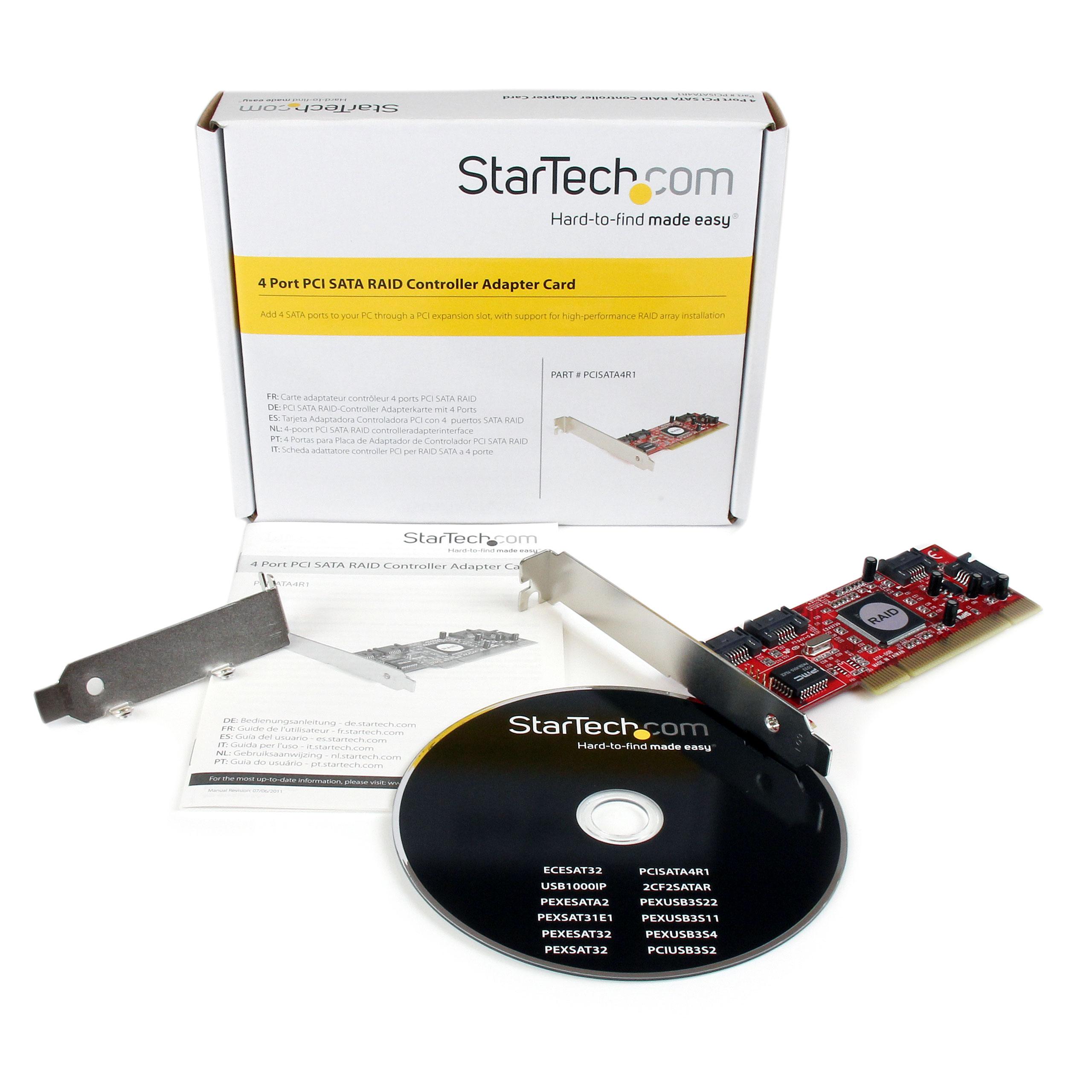 StarTech.com PCISATA4R1 4 Port PCI SATA RAID Controller Adapter Card ...