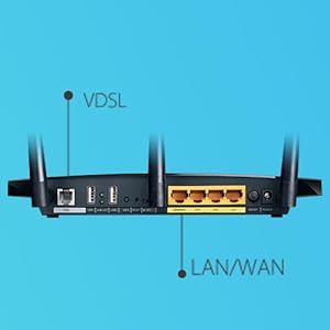 TP-LINK TD-W9980 N600 Wireless Dual Band Gigabit VDSL2/ADSL2+ Modem Router (2.4 GHz 300 Mbps, 5 ...