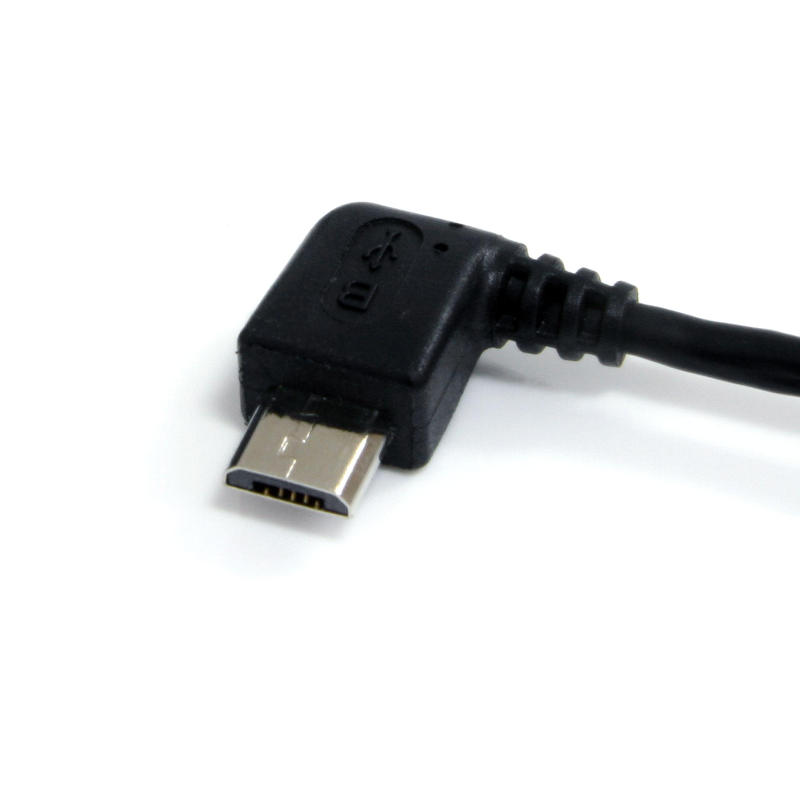 StarTech.com 6 ft Micro USB Cable - A to Left Angle Micro B - USB Type ...