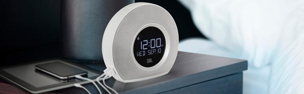 JBL Horizon Wireless Bluetooth Dual Alarm Clock FM Radio with USB Dock ...