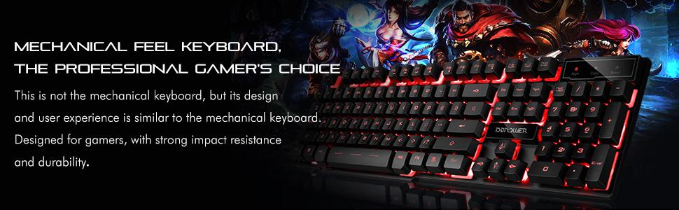 DBPOWER Mechanical Keyboard 104 Keys Full Anti-ghosting Gaming Keyboard ...
