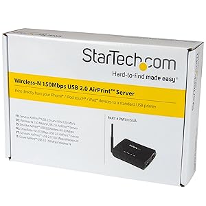StarTech.com PM1115UA 1 Port USB Wireless-N 150 Mbps AirPrint Server ...