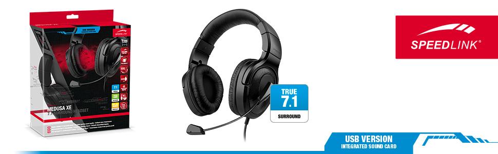 Speedlink Medusa XE Virtual 7.1 Surround USB Gaming Headset for PC ...