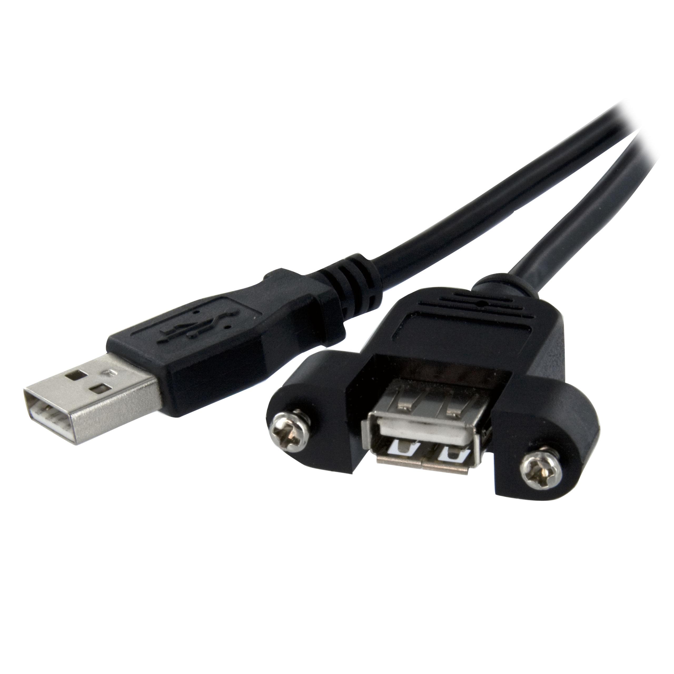 StarTech.com 3 ft Panel Mount USB Cable A to A F/M, Panel Mount USB ...