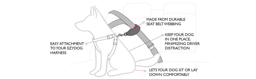 EZYDOG Dog Seat Belt Attachment Car- Car Restraint Harness : Amazon.co ...