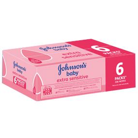 Johnson's Baby Extra Sensitive Wipes, 6 Pack x 56 Wipes (336 Wipes ...