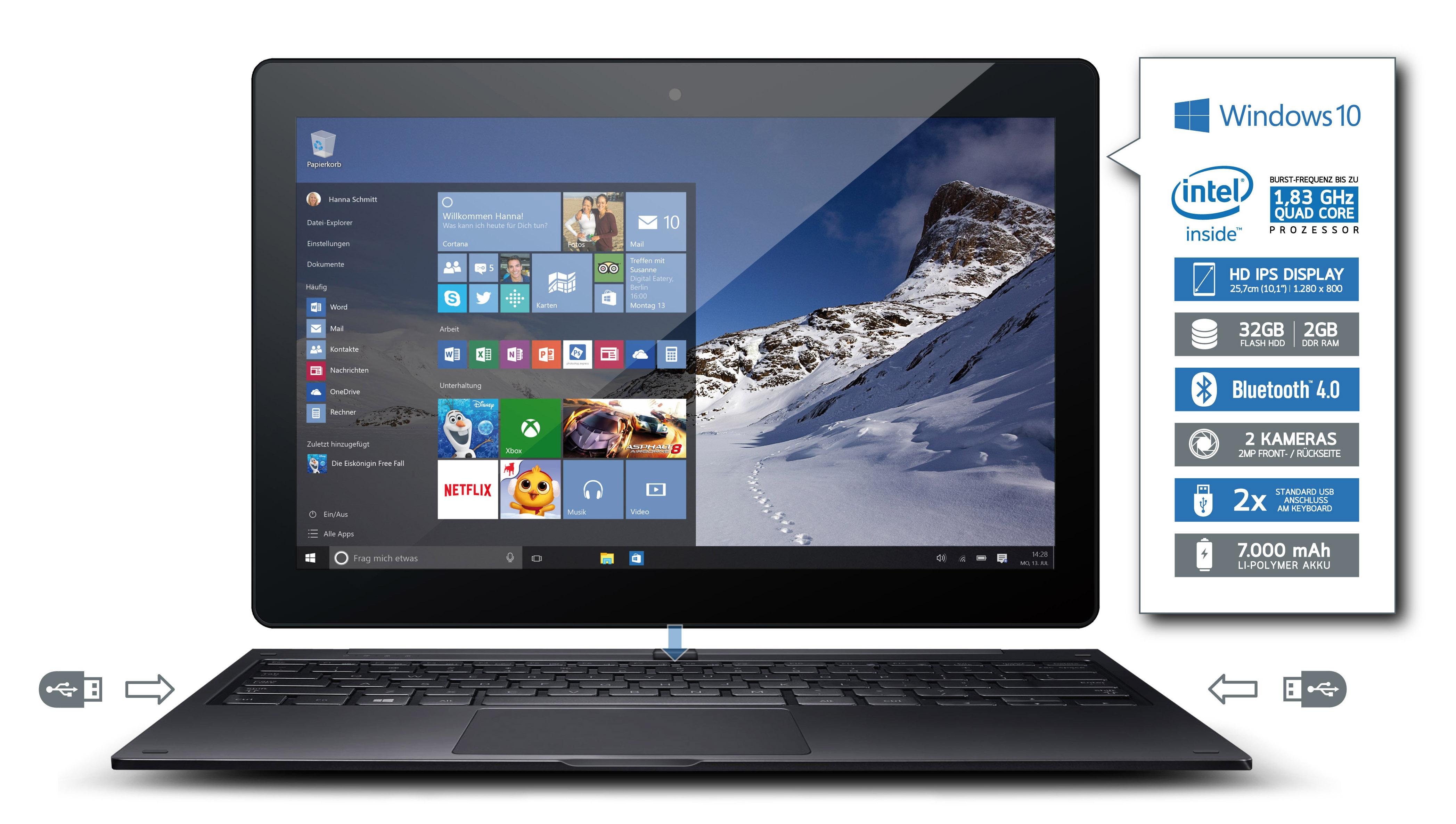 Odys Winpad 10 2in1 25,7 cm Convertible Tablet-PC: Amazon.de: Computer ...