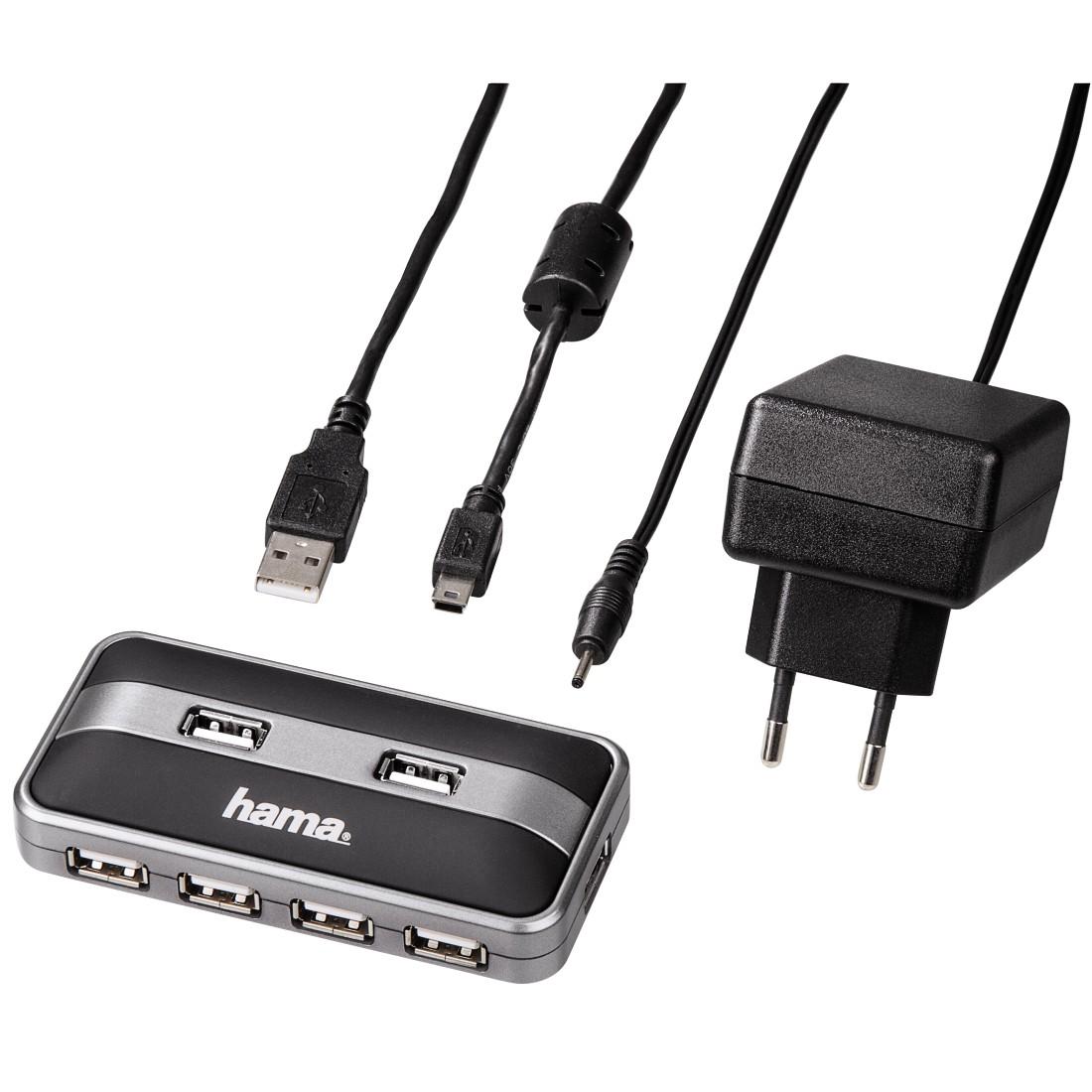Hama 7-Port USB 2.0 schwarz/anthrazit: Amazon.de: Computer & Zubehör