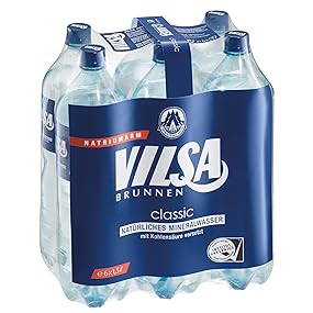 VILSA Mineralwasser classic, 6er Pack Mineralwasser mit Kohlensäure ...