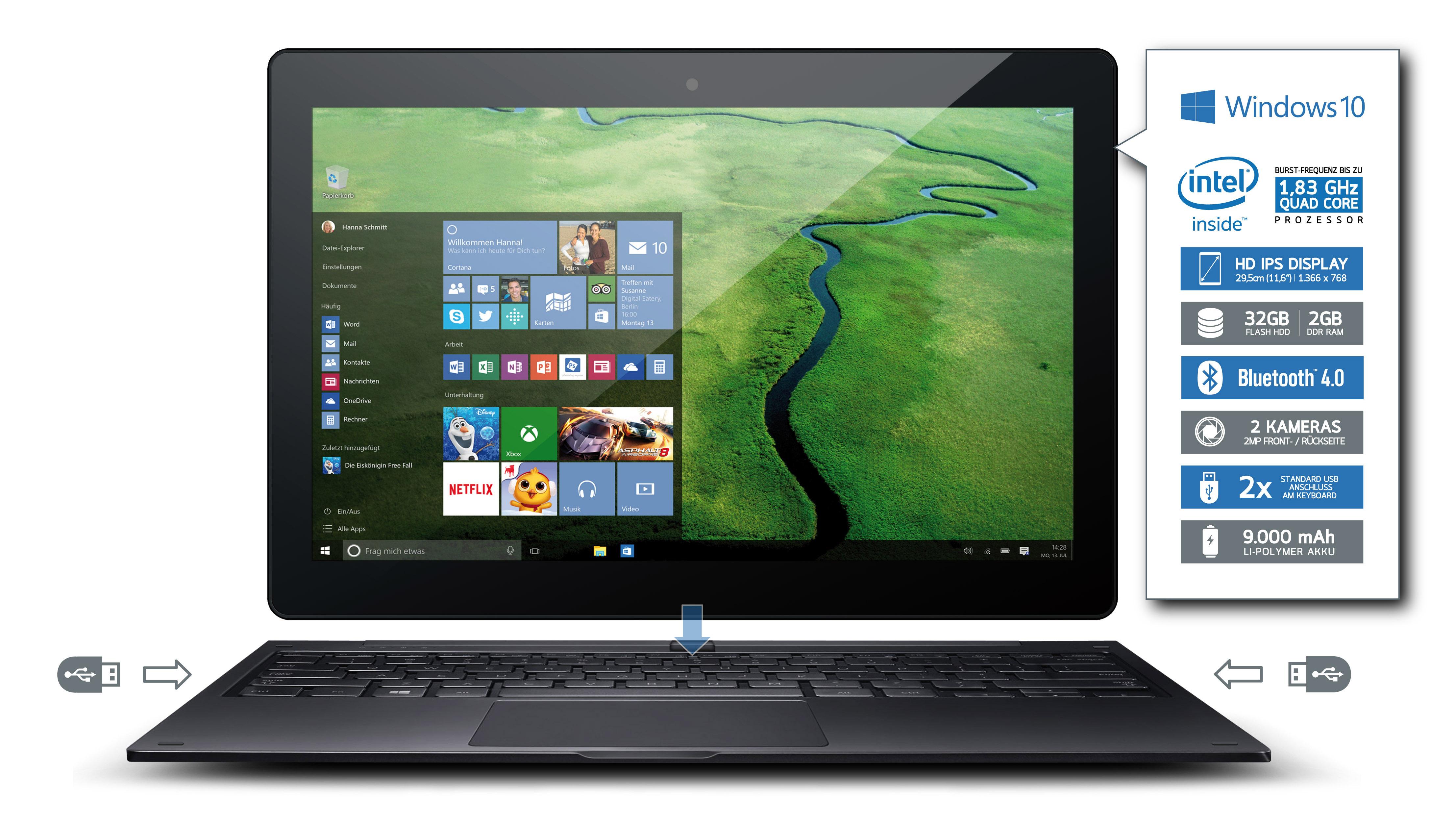 Odys Winpad 12 2in1 29,5 cm Convertible Tablet-PC: Amazon.de: Computer ...