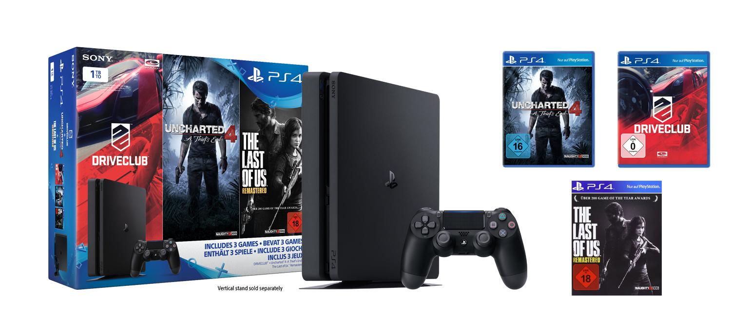PlayStation 4 - Konsole (1TB, schwarz,slim) inkl. Uncharted 4 ...