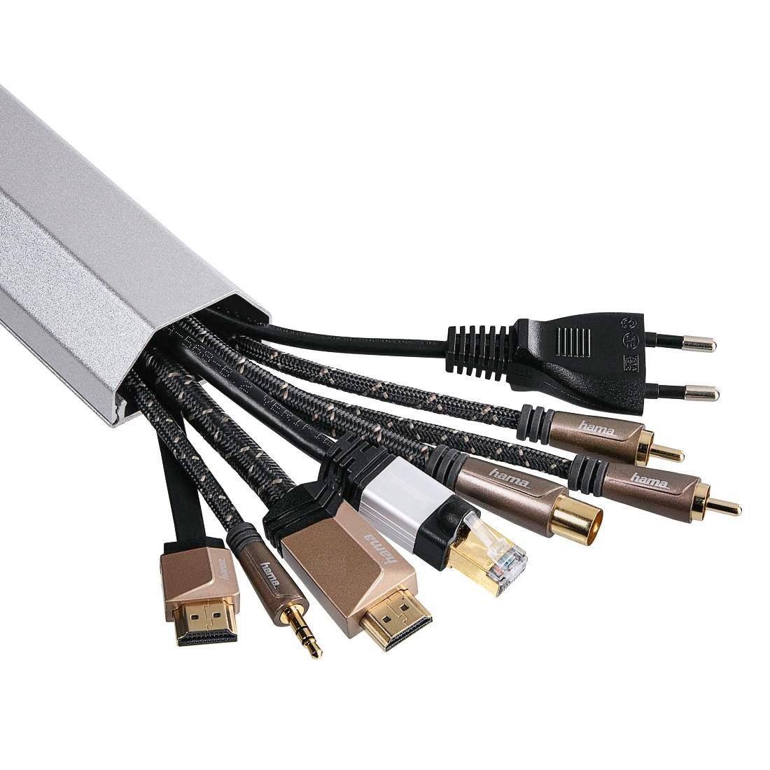 Hama Kabelkanal Alu (Aluminium, eckig, 110 x 5 x 2,6 cm, bis zu 8 Kabel ...