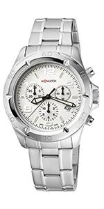 M WATCH Swiss Made Aqua Steel Herrenuhr, Datumsanzeige und Lünette ...