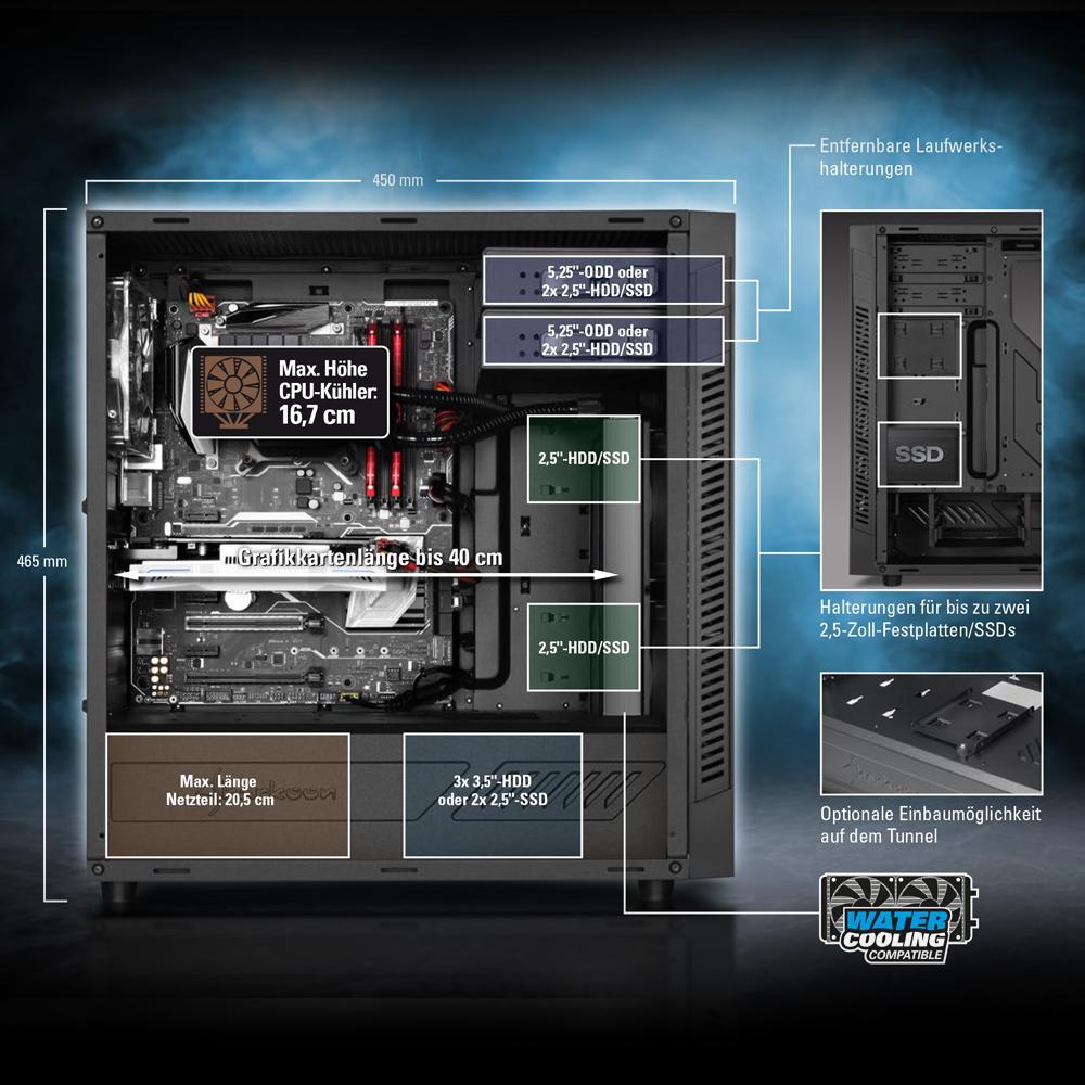 Sharkoon S25-W Gehäuse schwarz: Amazon.de: Computer & Zubehör