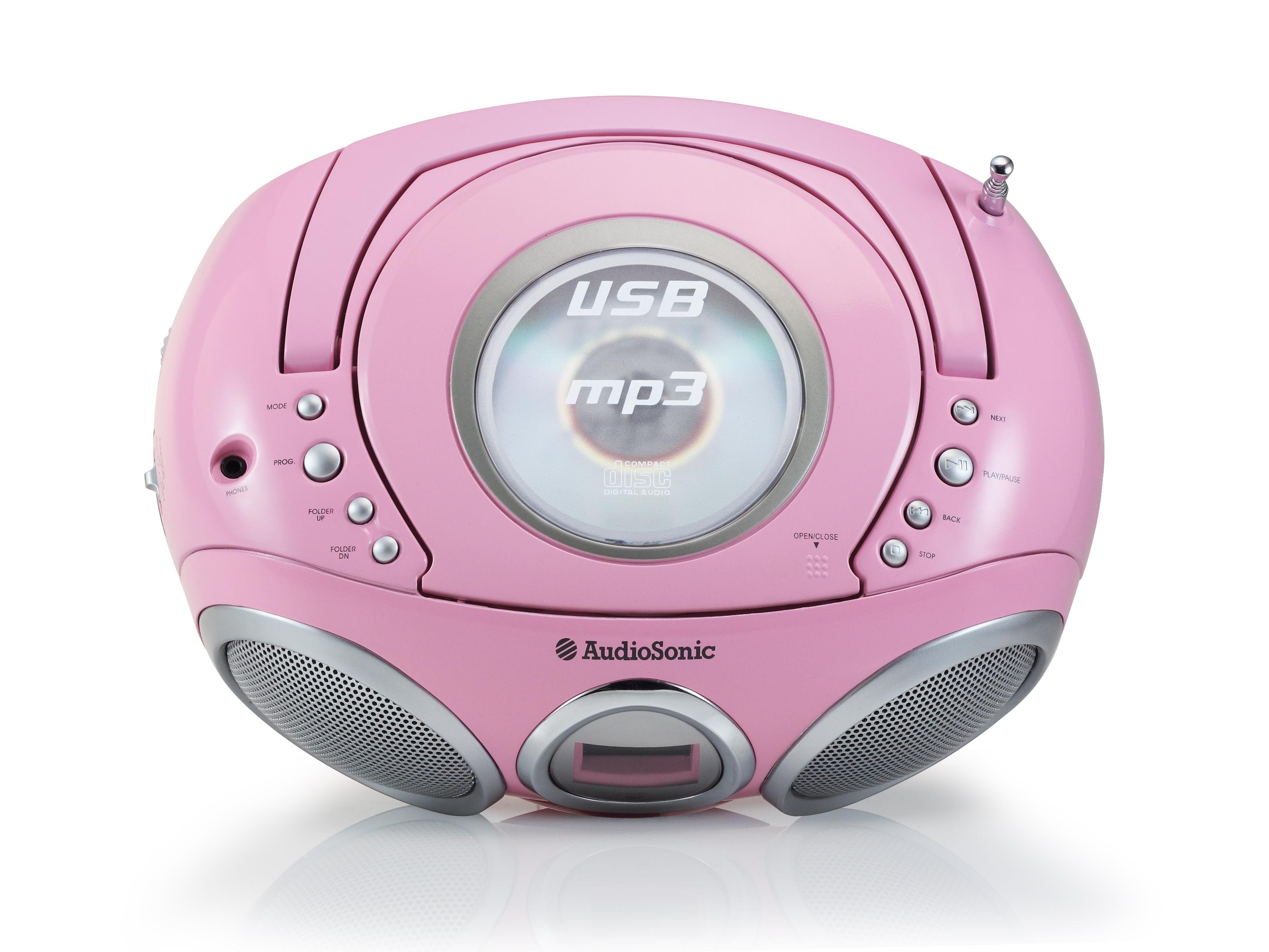 AudioSonic CD-1572 Stereoradio (CD/MP3-Player, UKW-Tuner, USB 2.0) rosa ...