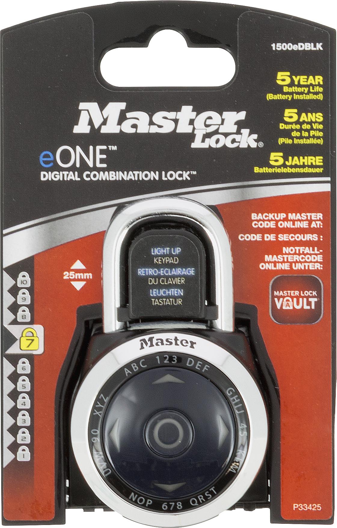 Master Lock 1500eEURDBLK Cadenas électronique eOne à combinaison pour ...