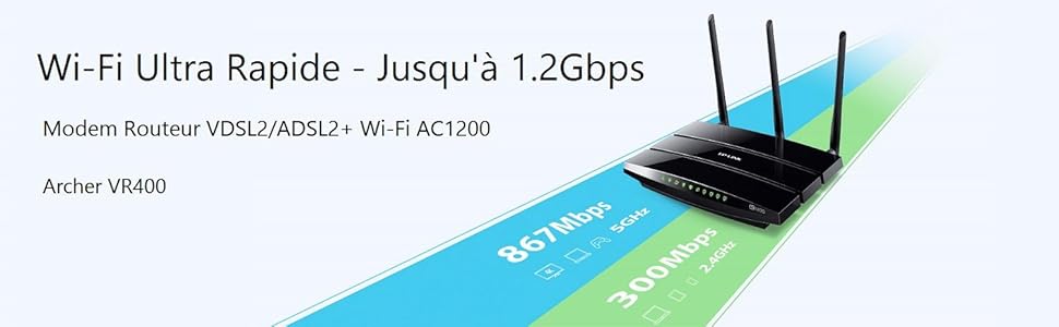 TP-Link Archer VR400 Modem Routeur VDSL2/ADSL2+ Wi-Fi AC 1200Mbps ...