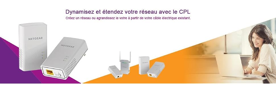NETGEAR PL1000-100PES Pack de 2 Prises CPL 1000 Mbps avec Port Ethernet ...