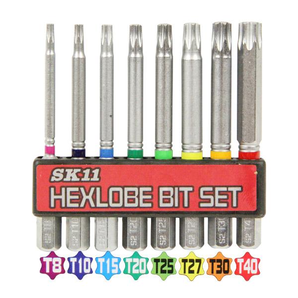 Amazon | SK11(エスケー11) トルクスネジ用ビット 8点セット 65mm BS-22N 六角軸 6.35mm | ドリルビットセット