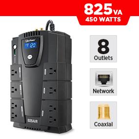 CyberPower CP825AVRLCD Intelligent LCD UPS System, 825VA/450W, 8 ...