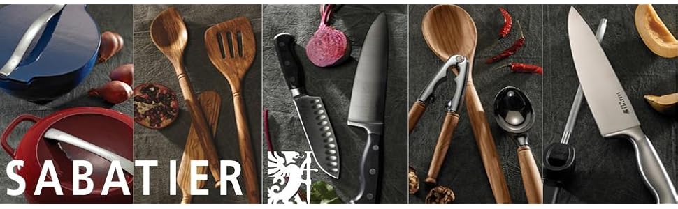 Sabatier 14 Piece Cutlery Round Acacia Block Set, Silver: Amazon.ca ...