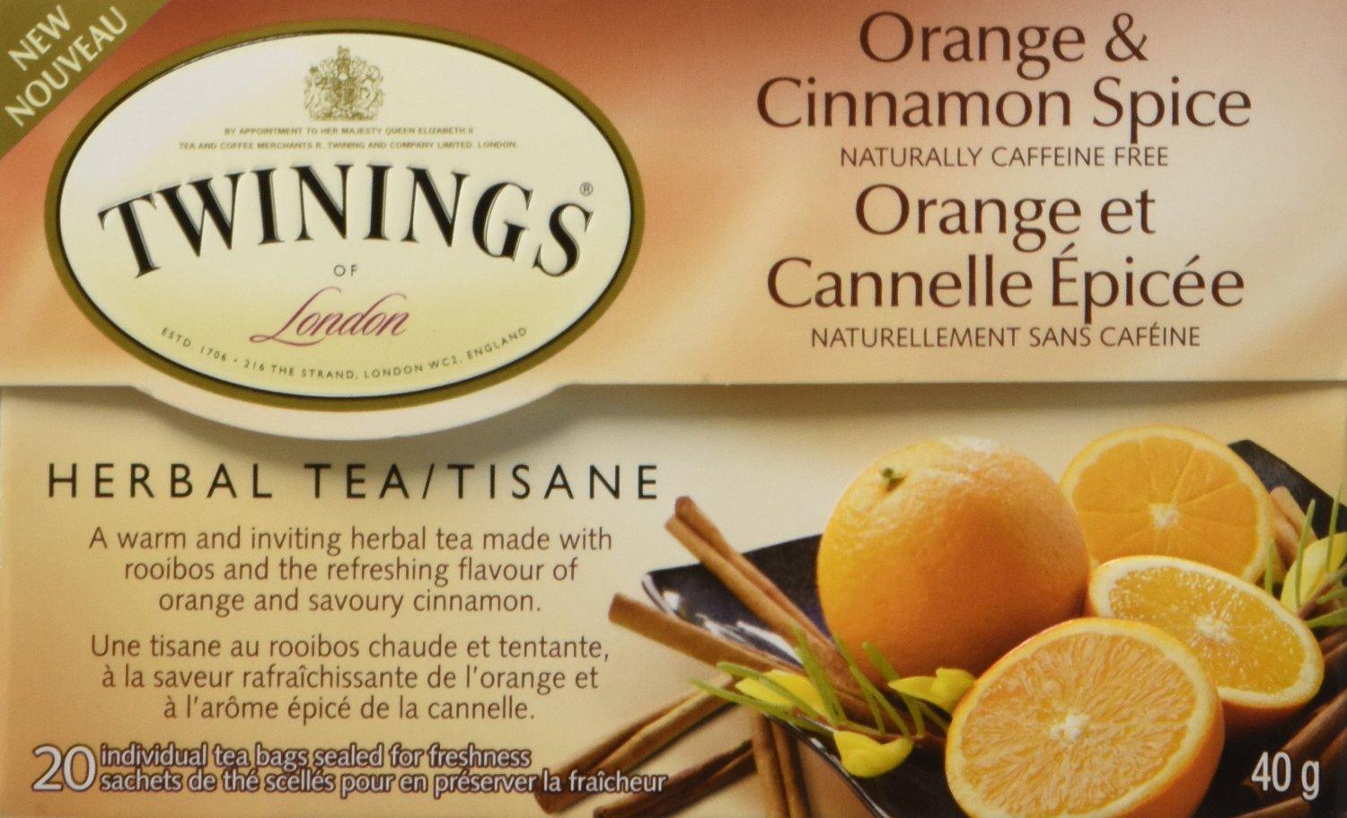 Twinings of London Orange Cinnamon Spice Tea Bags, 20 Count (Pack of 6 ...