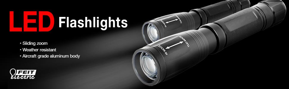 Feit Electric 72328 500 Lumen LED Flashlight, Black, Handheld (Standard ...