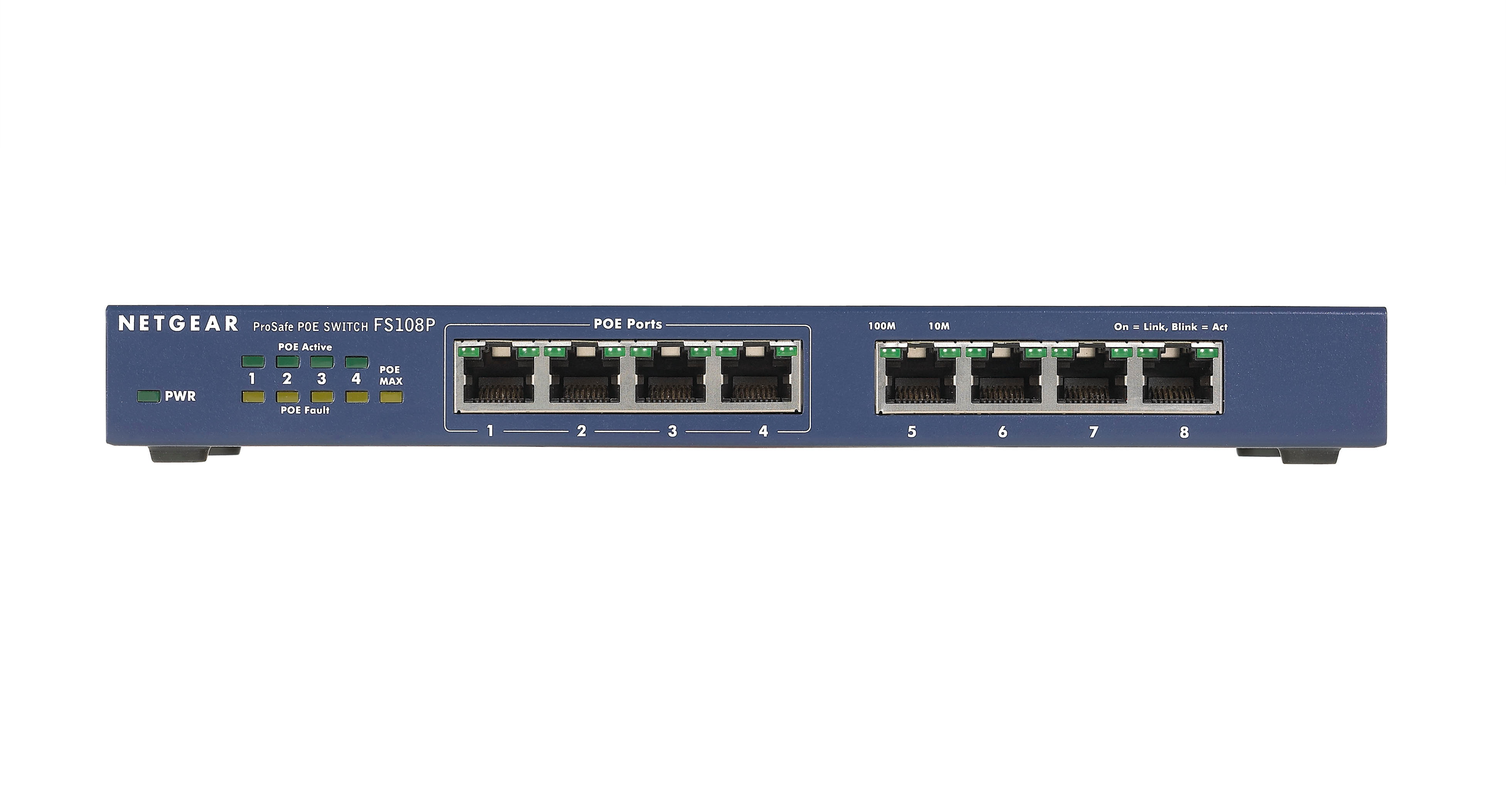 NETGEAR ProSAFE 8-port Fast Ethernet Desktop Switch with 4-port PoE ...