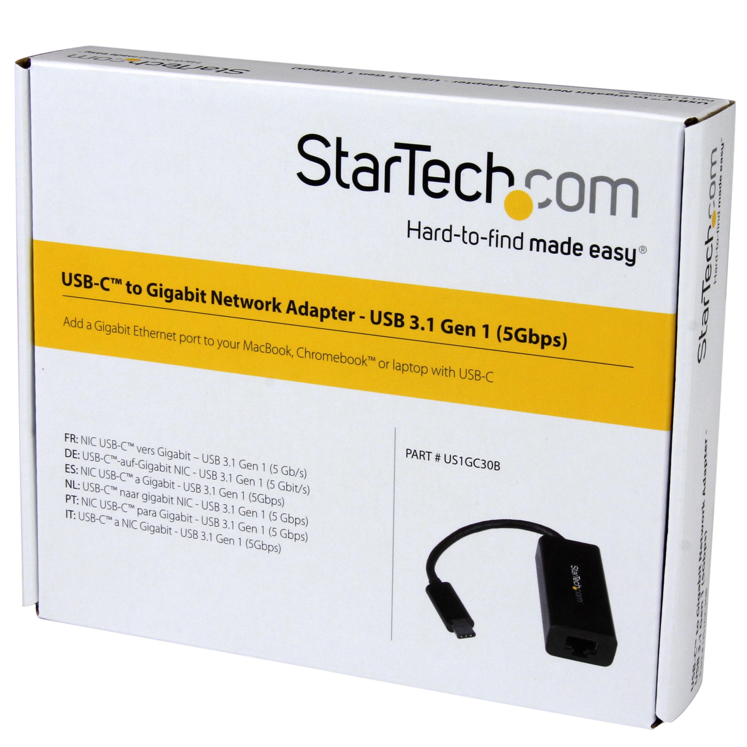 StarTech.com US1GC30B USB-C to Gigabit Ethernet Adapter – Black ...
